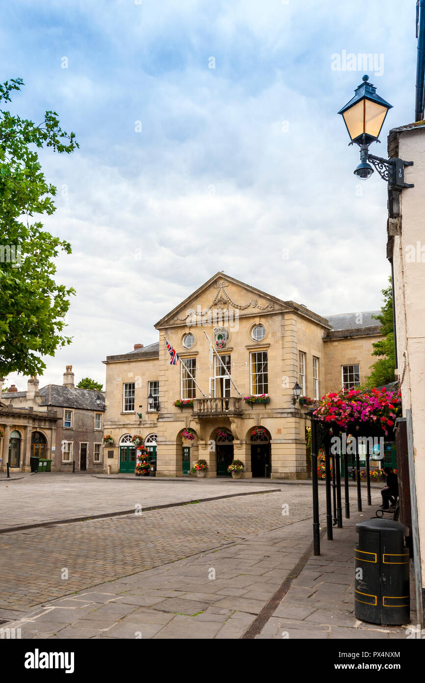 Colourful floral decorations adorn the imposing Town Hall in the Market ...