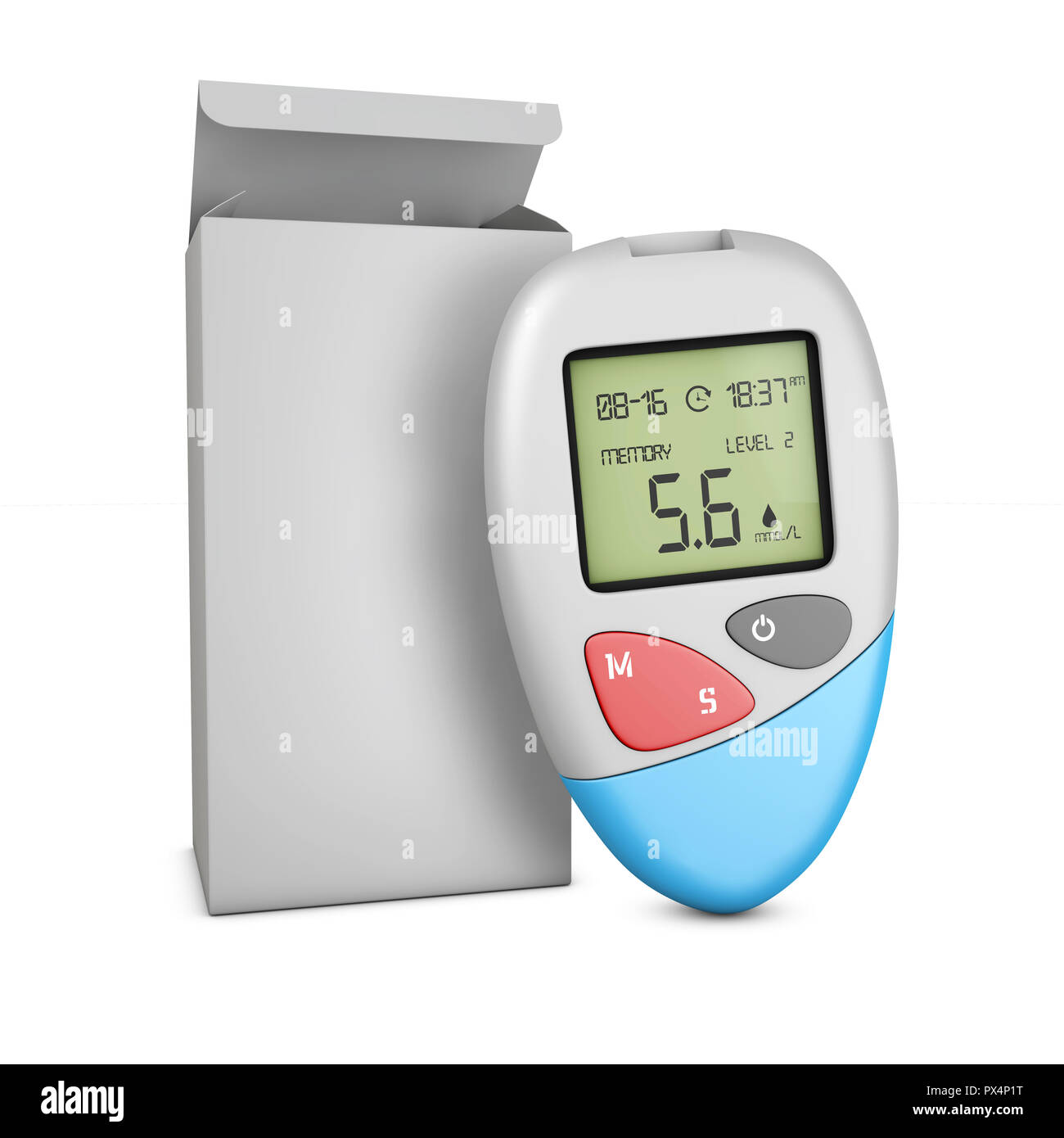 realistic blood glucose meter with box, diabetes blood glucose test ...
