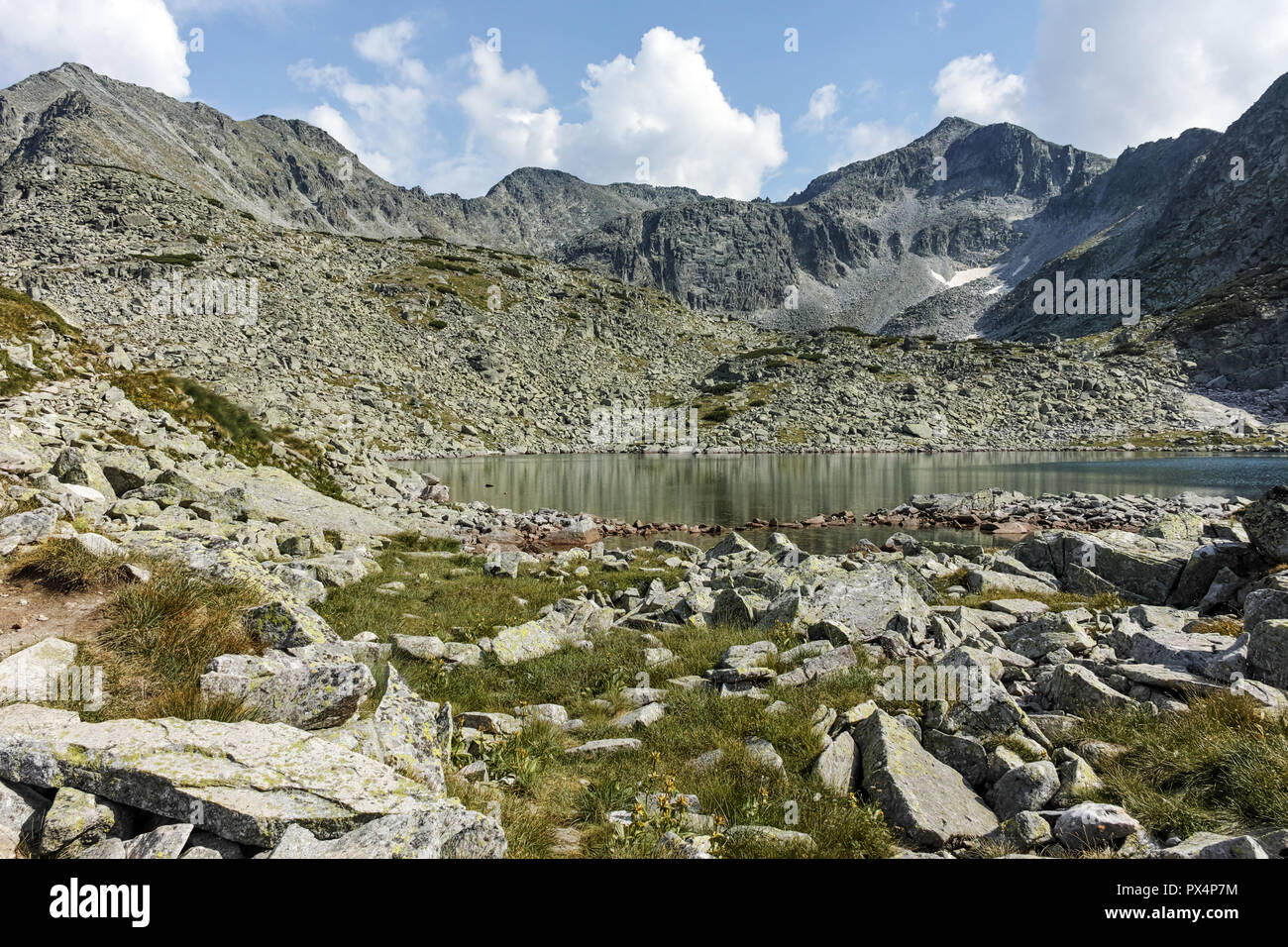 Musalenski lakes and Musala Peak, Rila mountain, Bulgaria Stock Photo ...