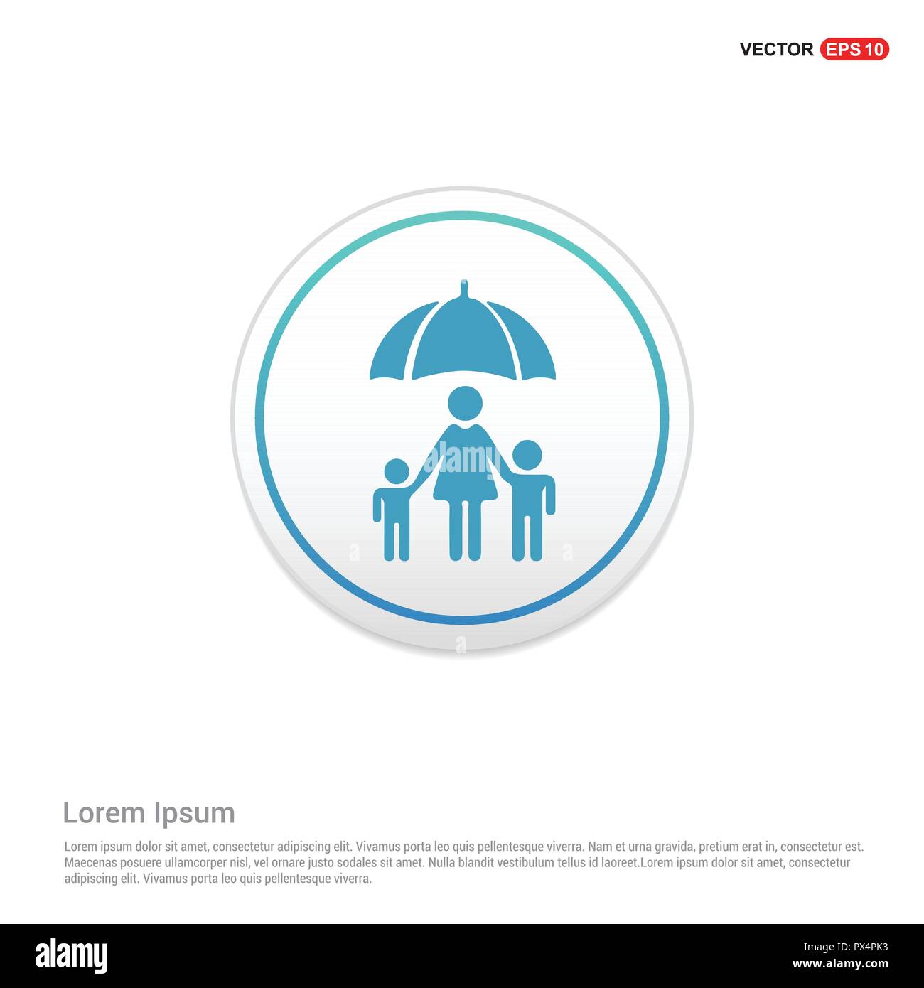 Family social insurance icon - white circle button Stock Vector Image ...