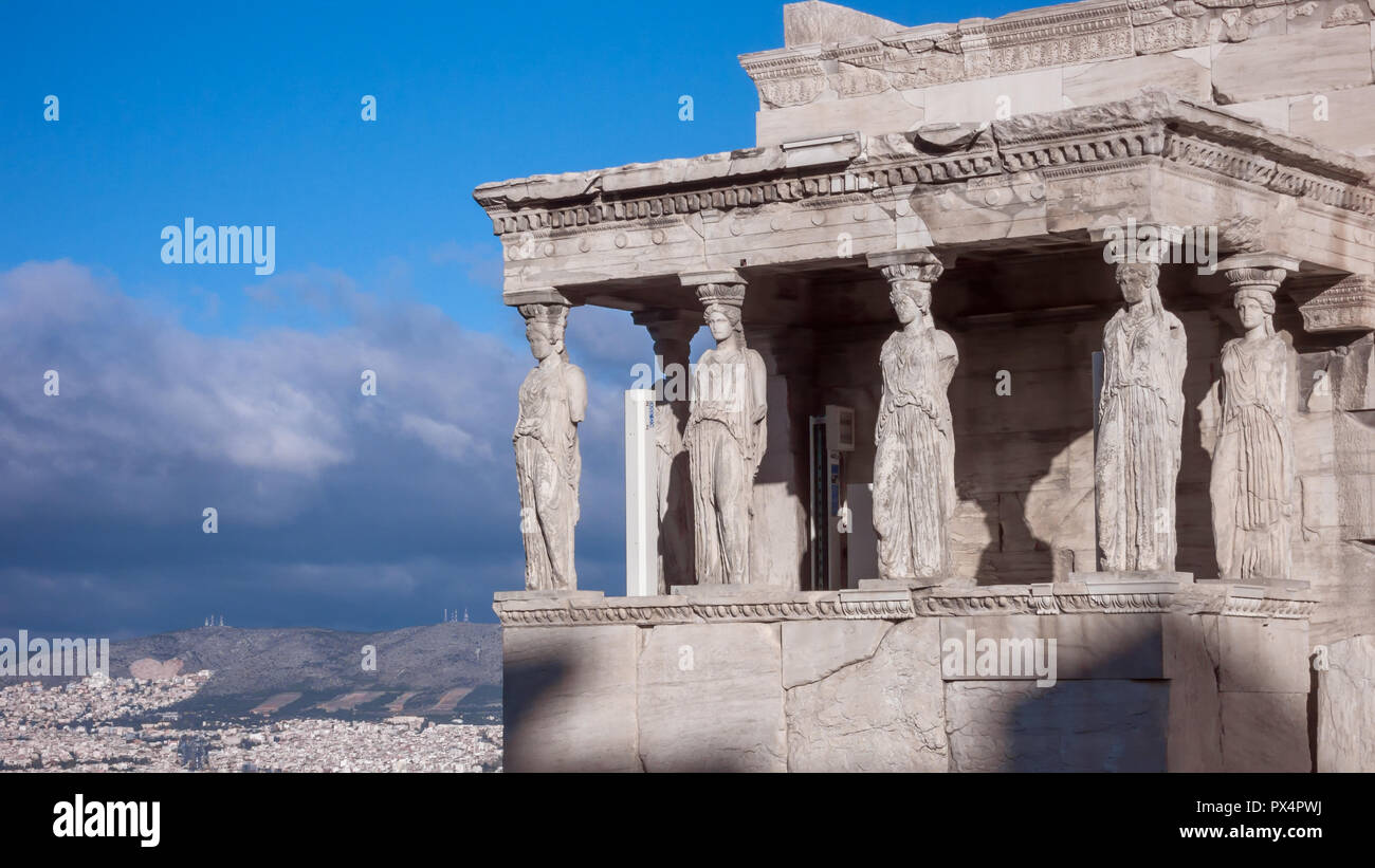 The Porch of the Caryatids in The Erechtheion an ancient Greek temple ...