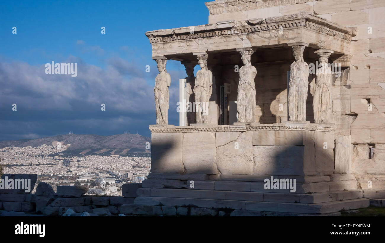 The Porch of the Caryatids in The Erechtheion an ancient Greek temple ...