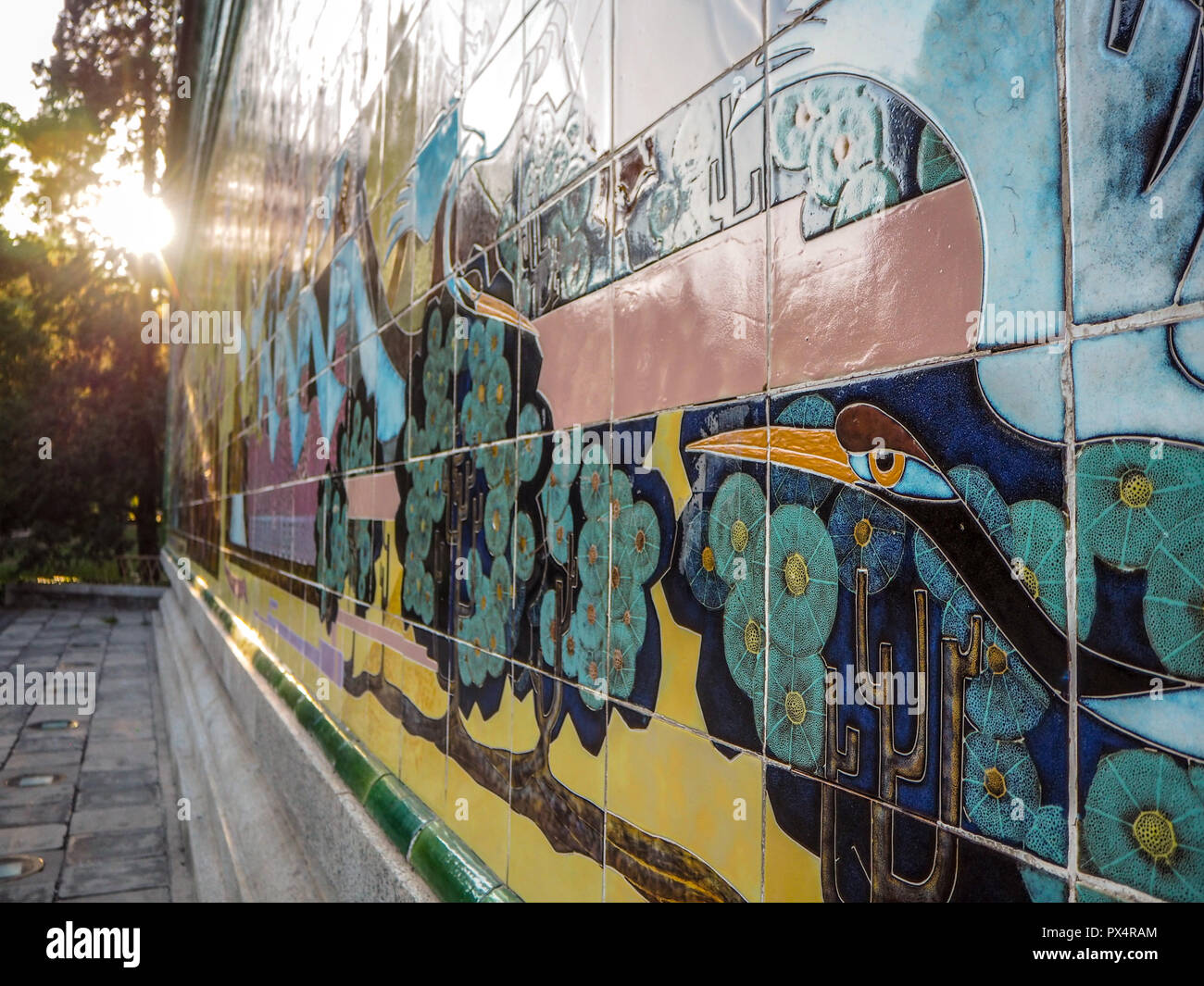 Chinese crane in the 15 meter long mural depicting the worship ritual ...