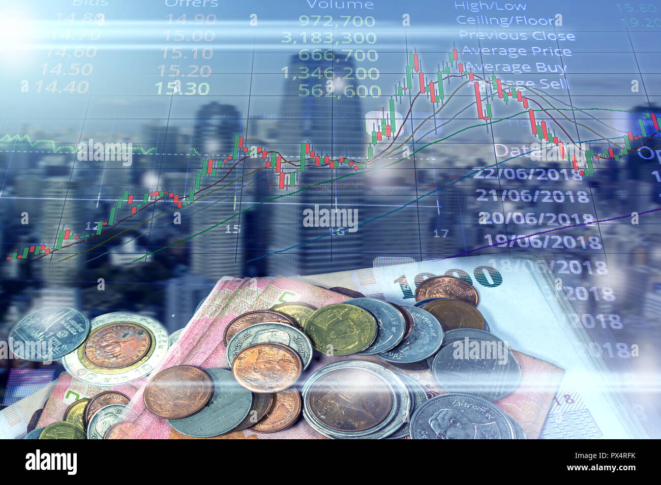 Stock market or trading graph and candlestick chart. Abstract finance ...
