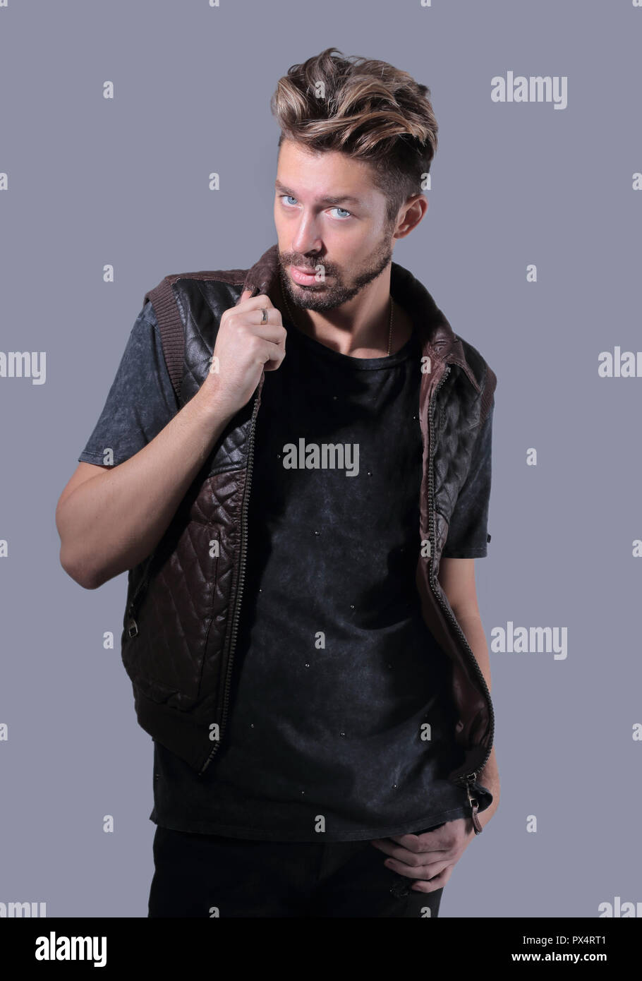 Man stroking beard portrait hi-res stock photography and images - Alamy