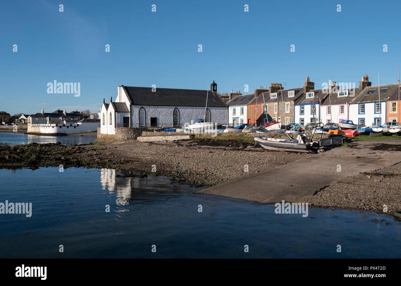 Boats in the harbour at the Isle of Whithorn, Dumfries and Galloway ...