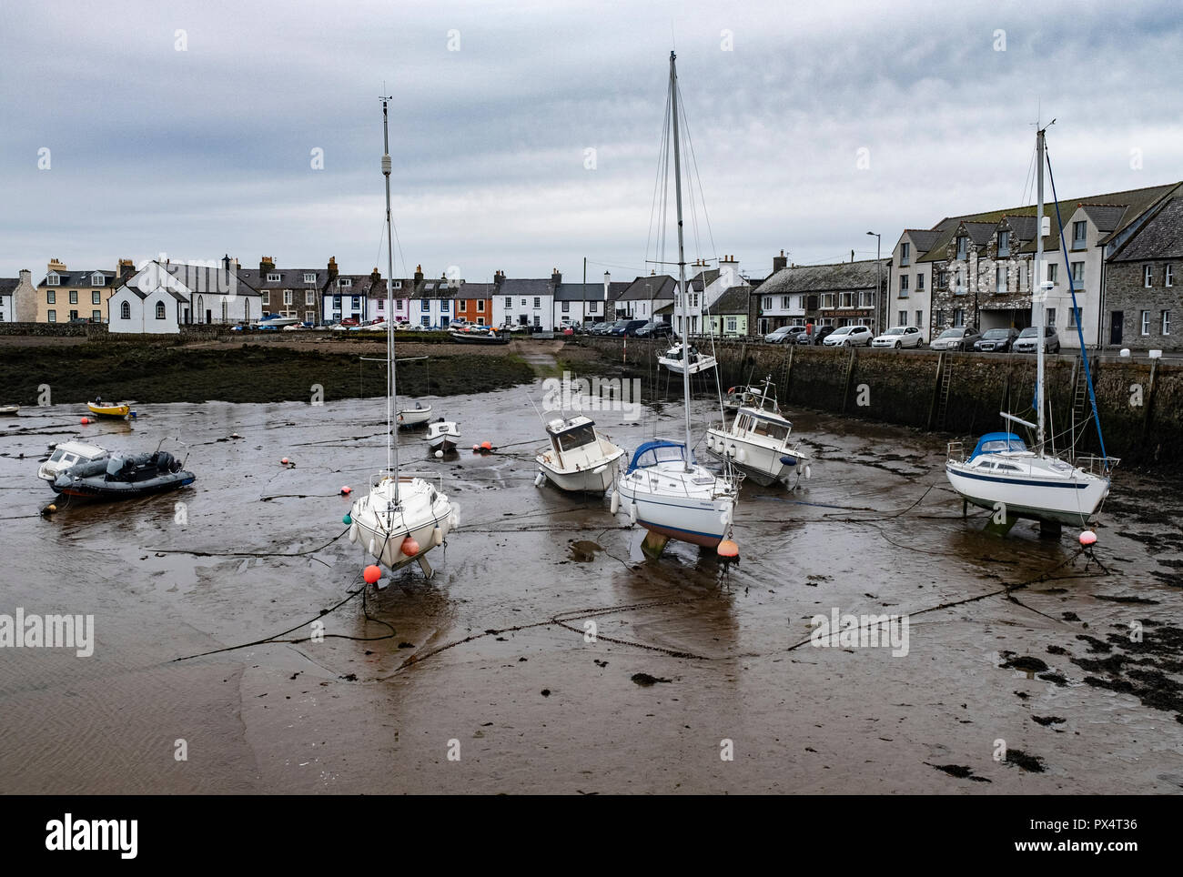 Boats in the harbour at the Isle of Whithorn, Dumfries and Galloway ...