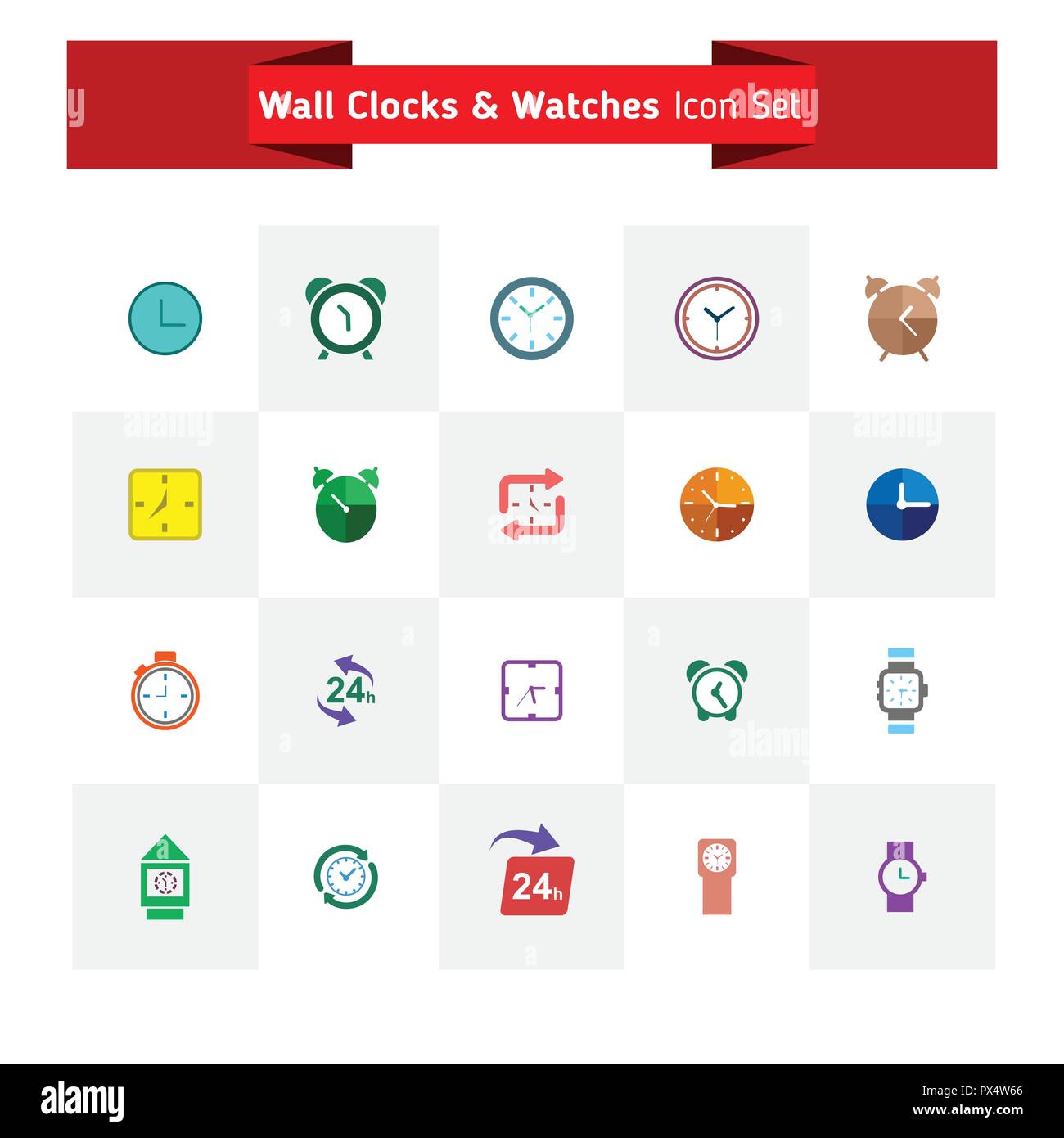 Clocks and Watches icons set vector Stock Vector Image & Art - Alamy