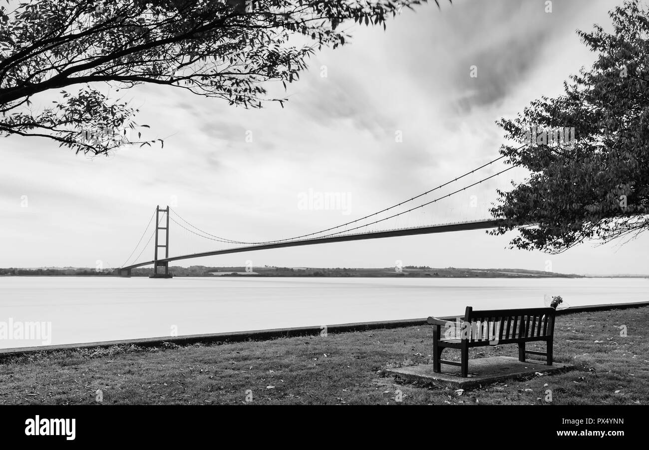 View across the Humber estuary with the Humber bridge in the background ...