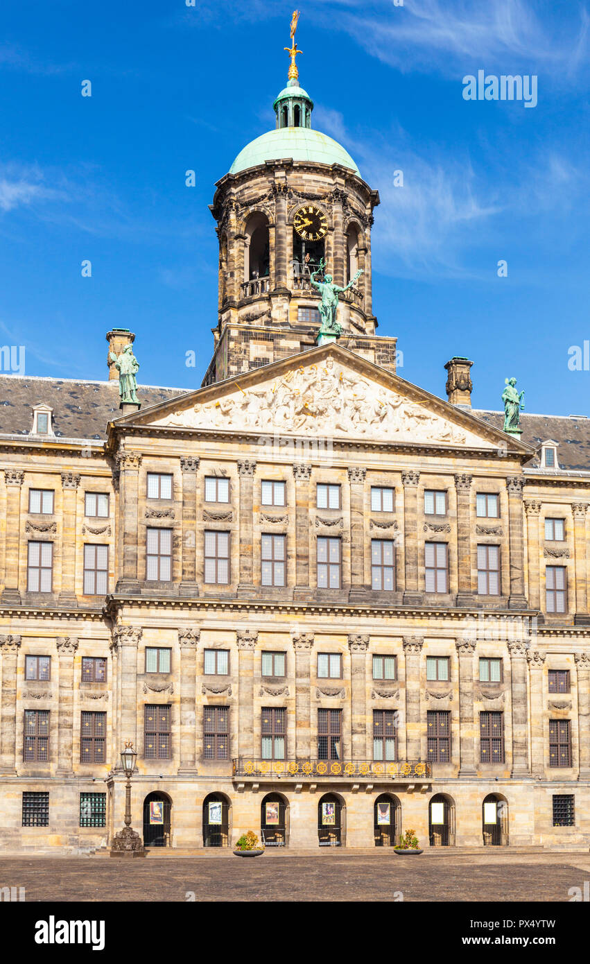 Amsterdam Royal palace Koninklijk Paleis rooftop detail in Dam square ...