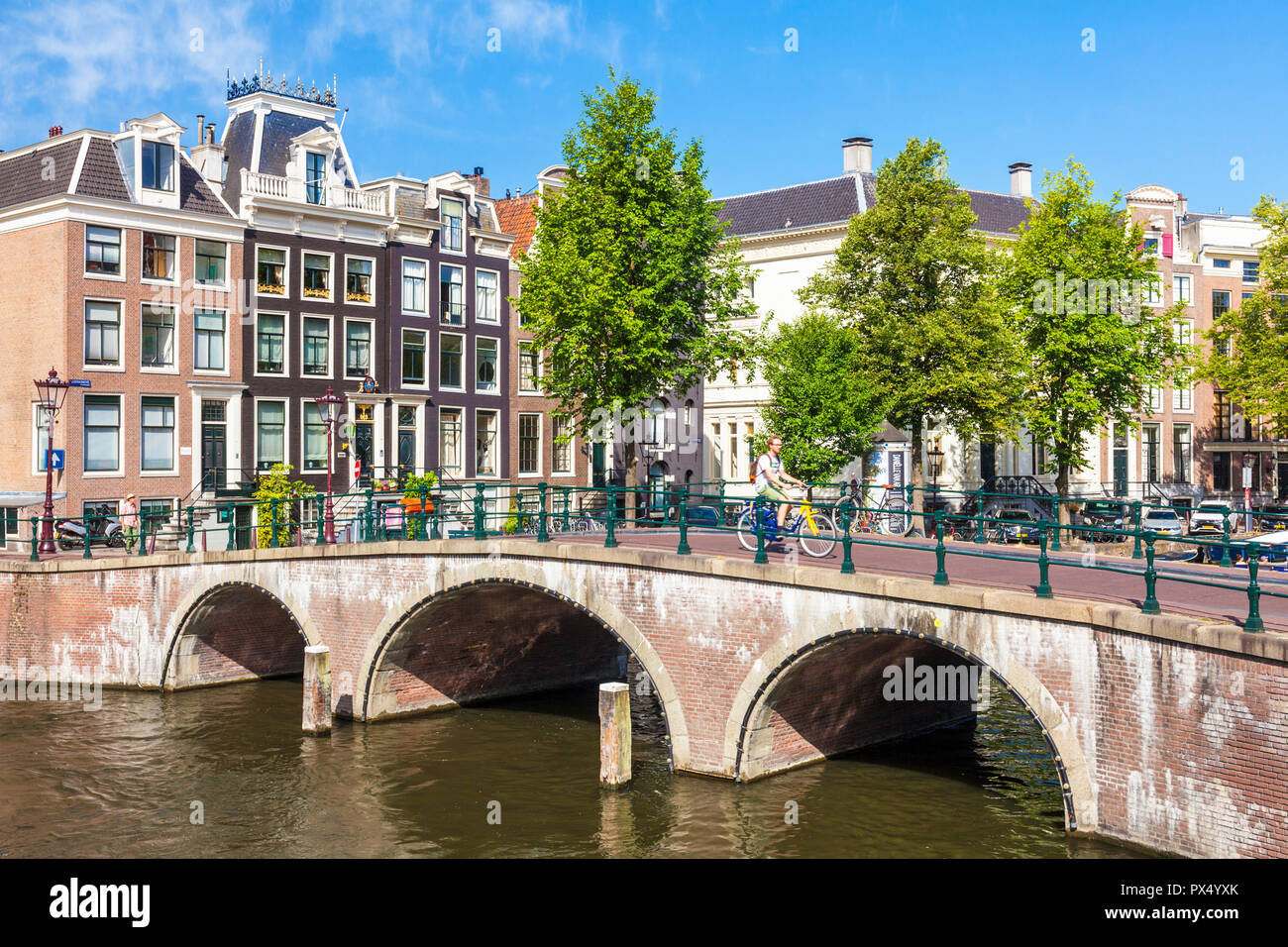 Amsterdam bridge arches over the Keizergracht canal at the junction ...