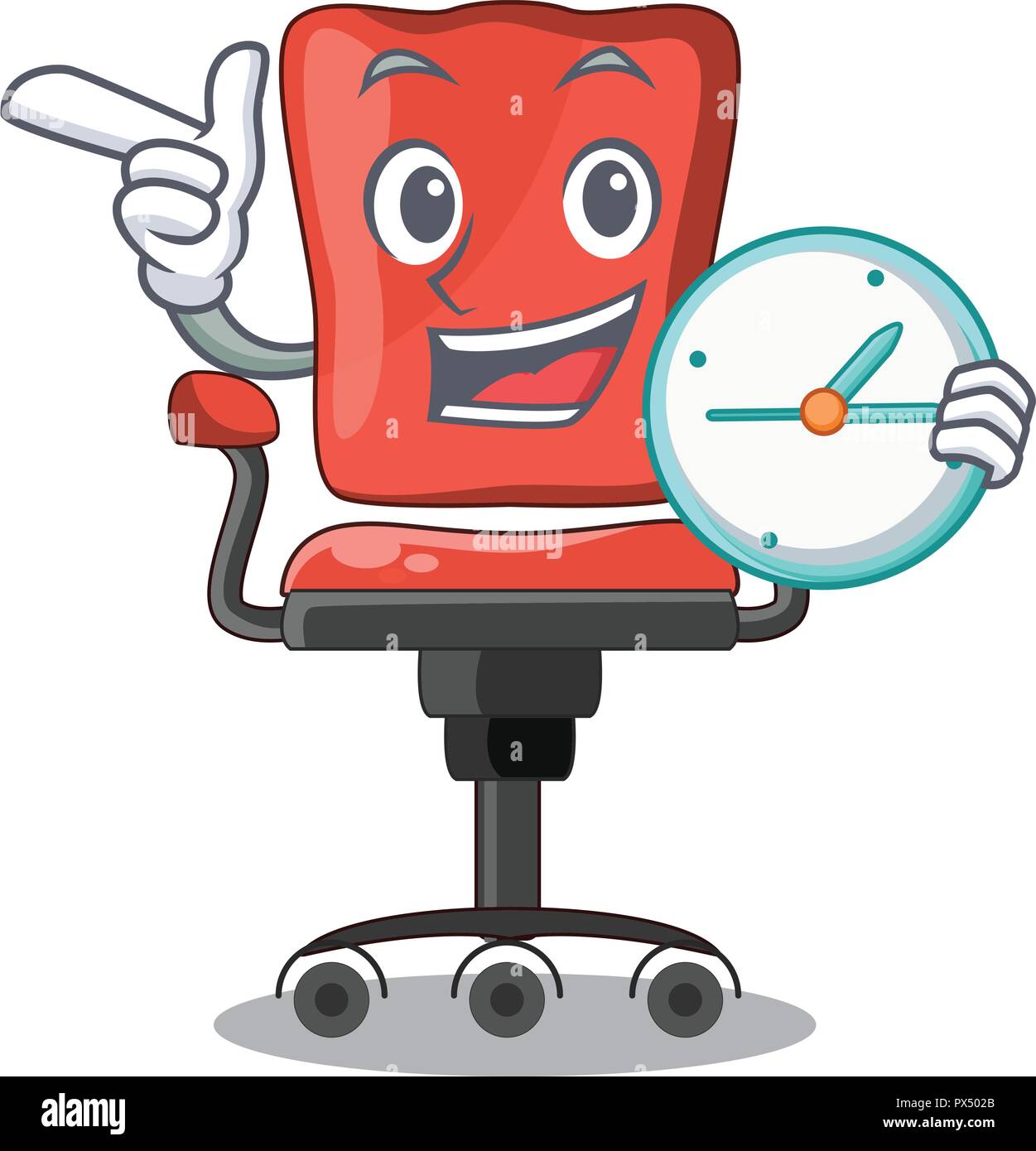 With clock cartoon desk chair in the office Stock Vector Image & Art ...