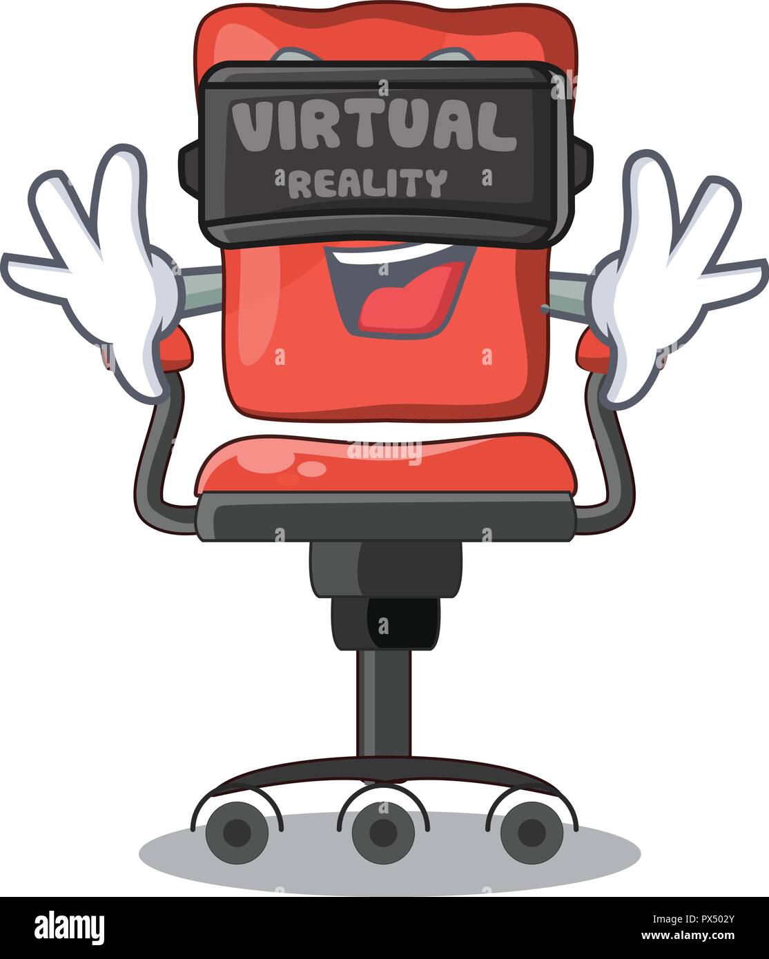 Virtual reality cartoon desk chair in modern living room Stock Vector ...