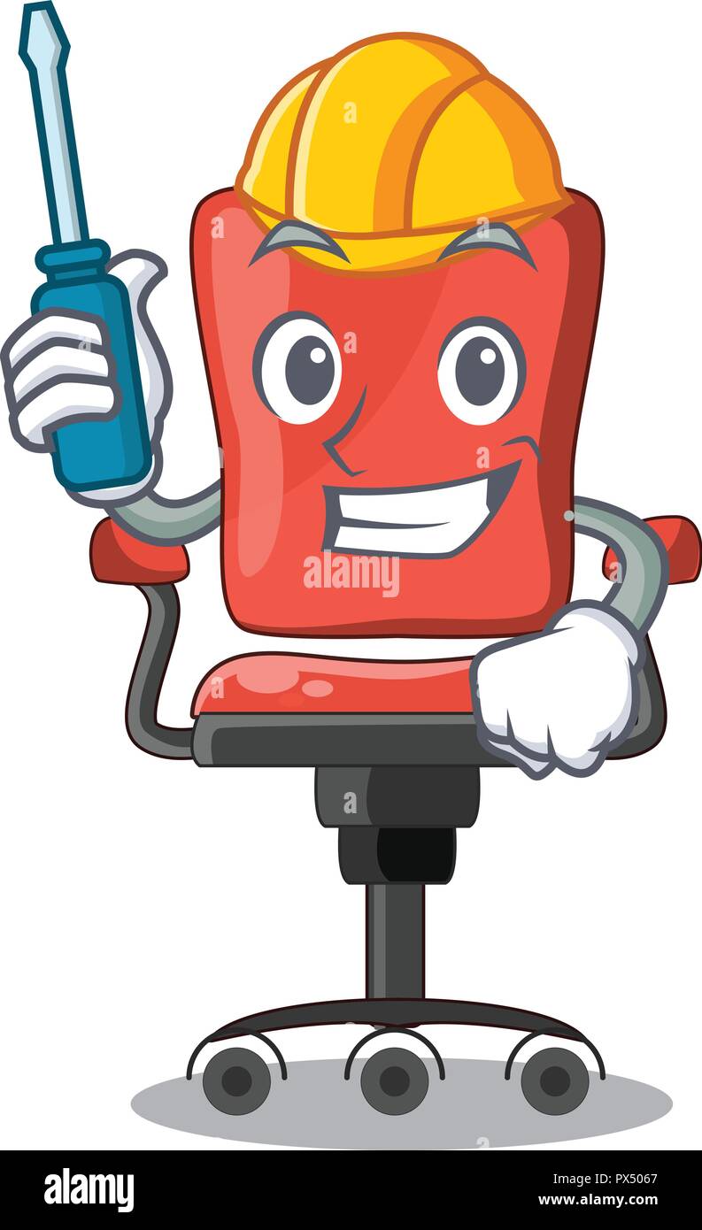 Automotive desk chair office isolated on mascot Stock Vector Image ...