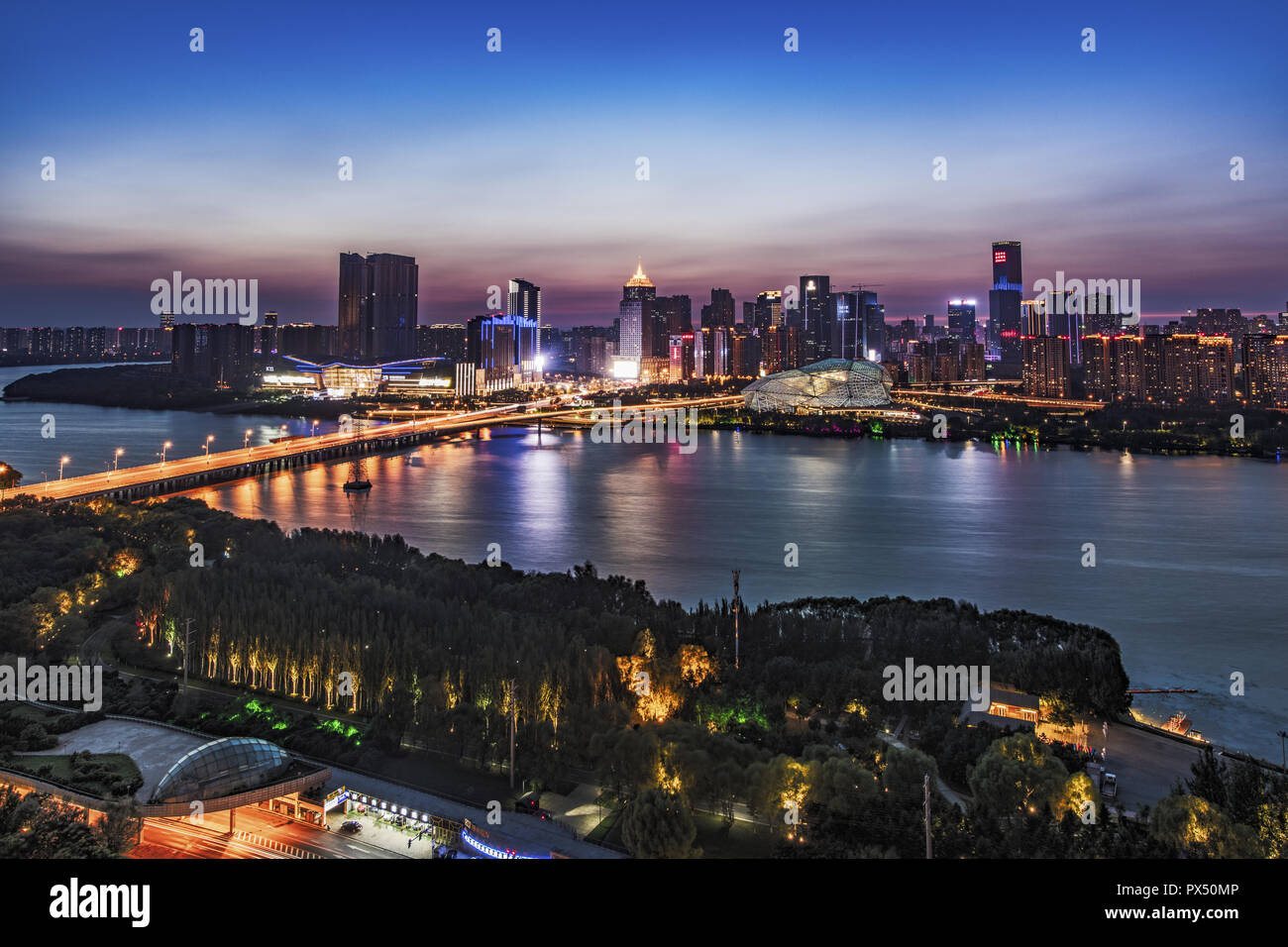 Overlooking of Shenyang at the night Stock Photo - Alamy
