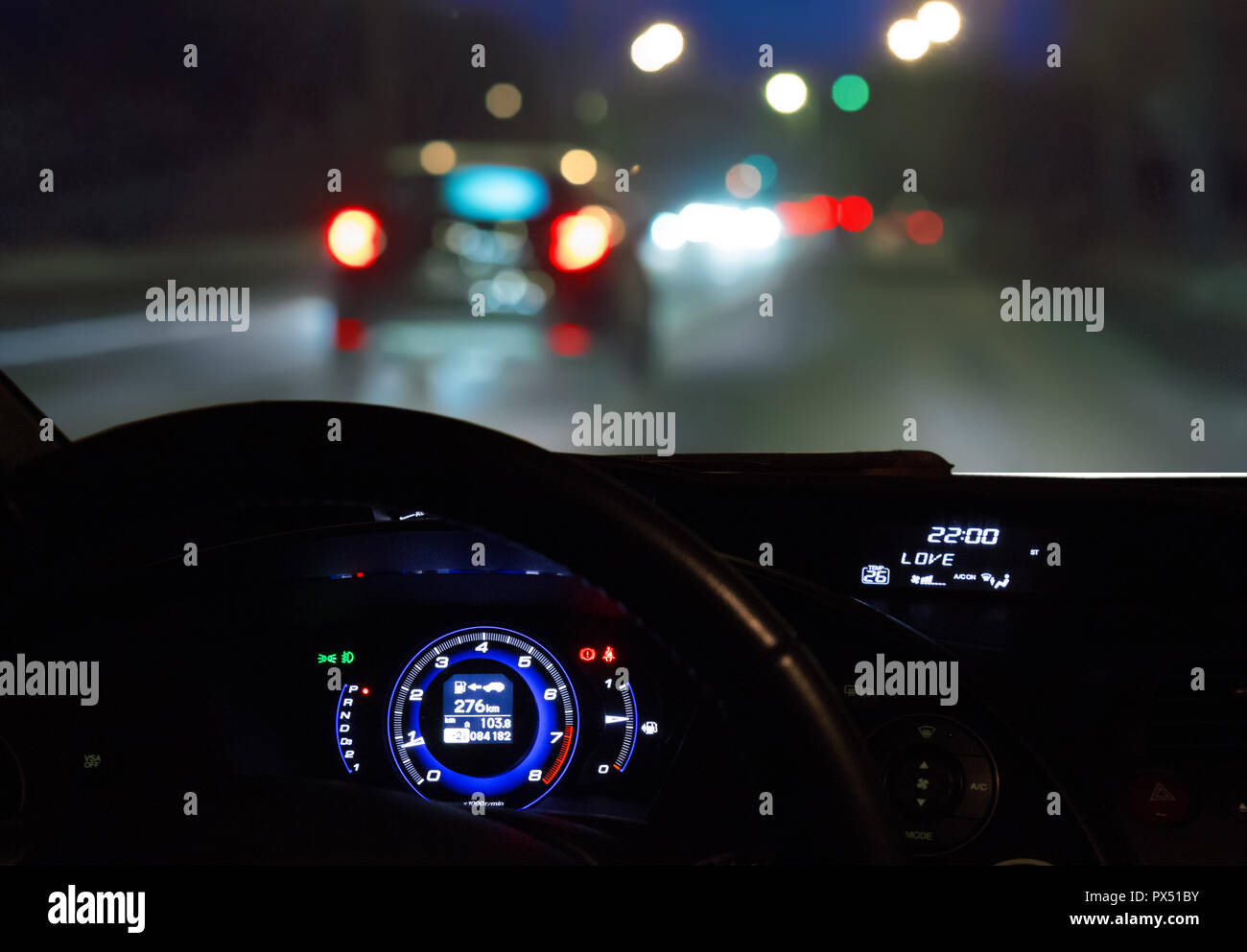 Inside car night on highway hi-res stock photography and images - Alamy