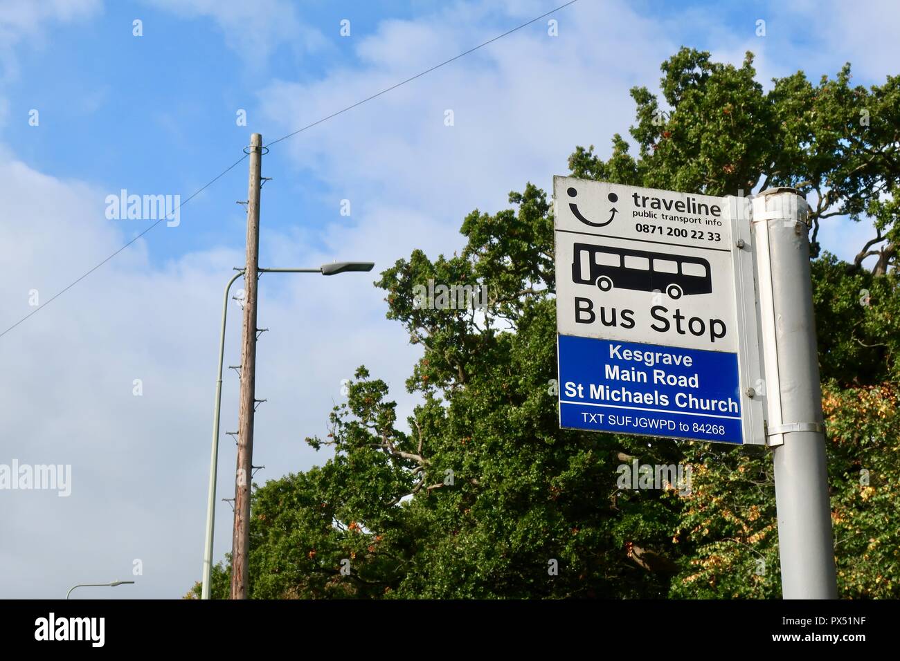 Infrastructure - bus stop, telegraph pole and street light. Kesgrave ...