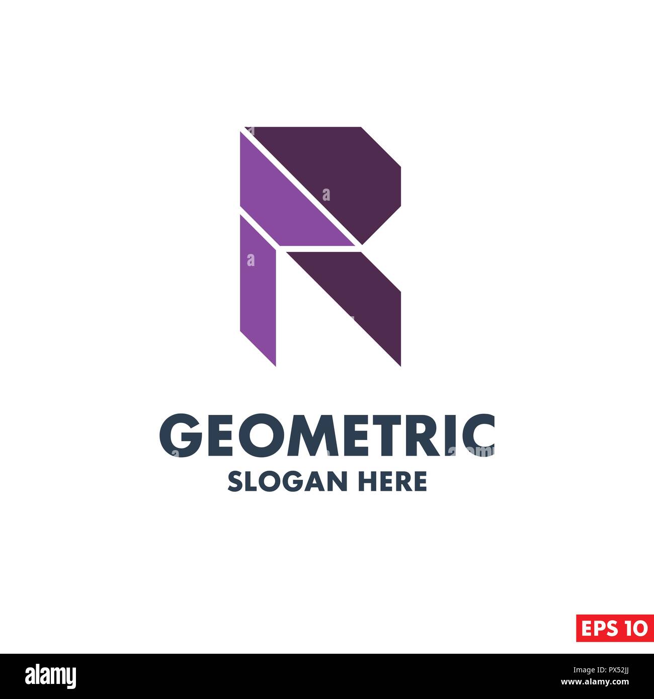 Geometric logo design with typography and light background vector Stock ...