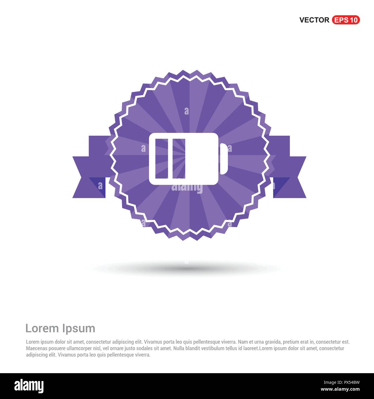 Charging battery icon . Battery icon - Purple Ribbon banner Stock ...