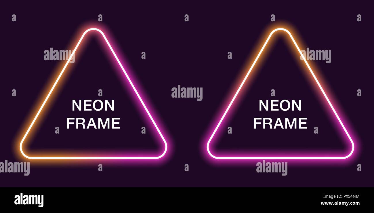 Neon frame in triangular shape. Vector template of neon border in ...