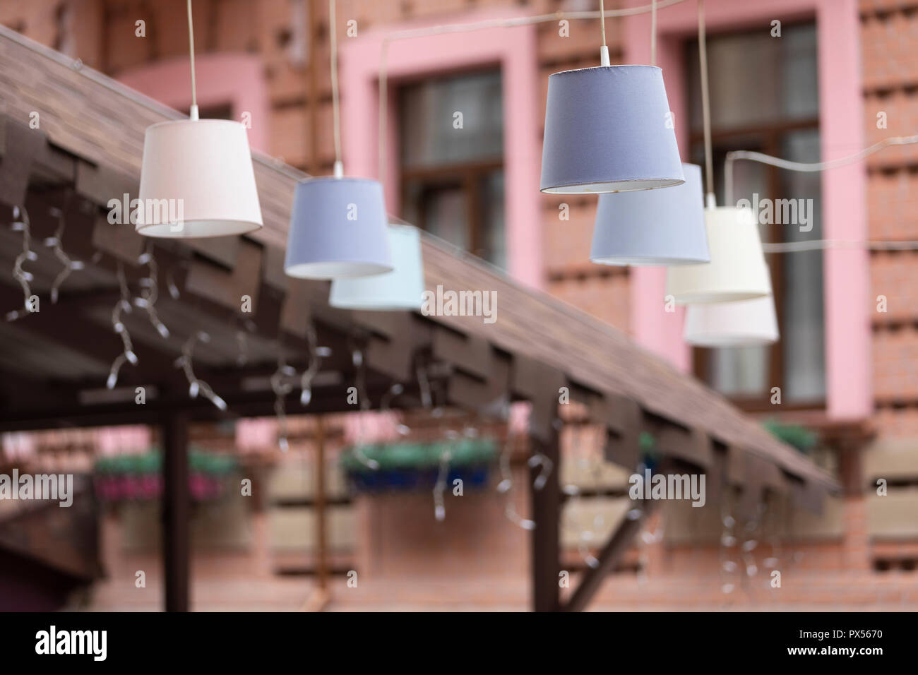 Party lights on a wire Stock Photo - Alamy