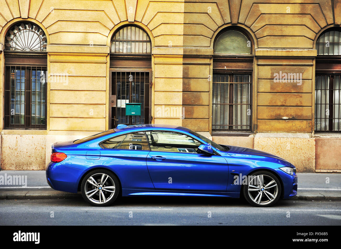 BUDAPEST, HUNGARY - 21 SEPTEMBER: BMW coupe 3 car in the street of ...