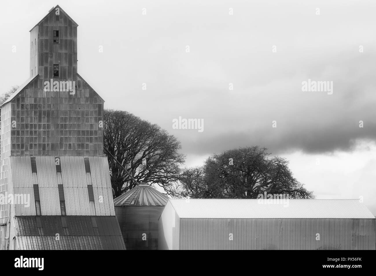 Dallas, Oregon, USA - December 18, 2015: A black and white image of ...