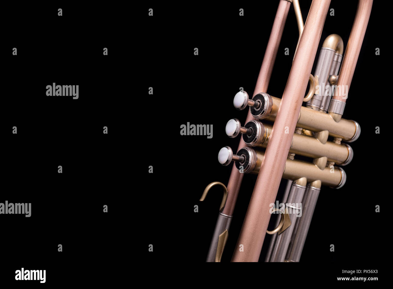 A tri color matt finish trumpet black background Stock Photo - Alamy