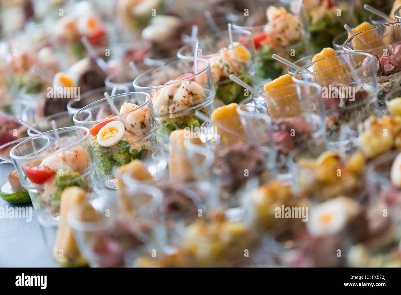 Colorful food in small glass cups Stock Photo - Alamy