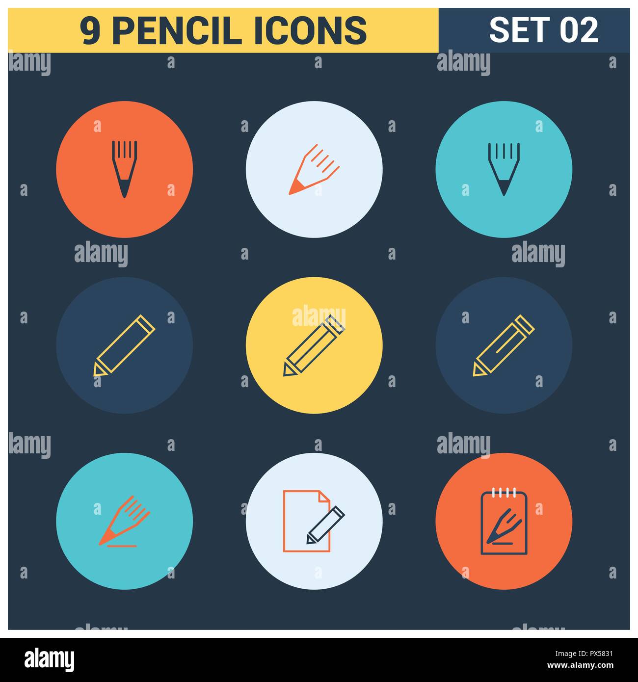 Pencil icons set vector Stock Vector Image & Art - Alamy