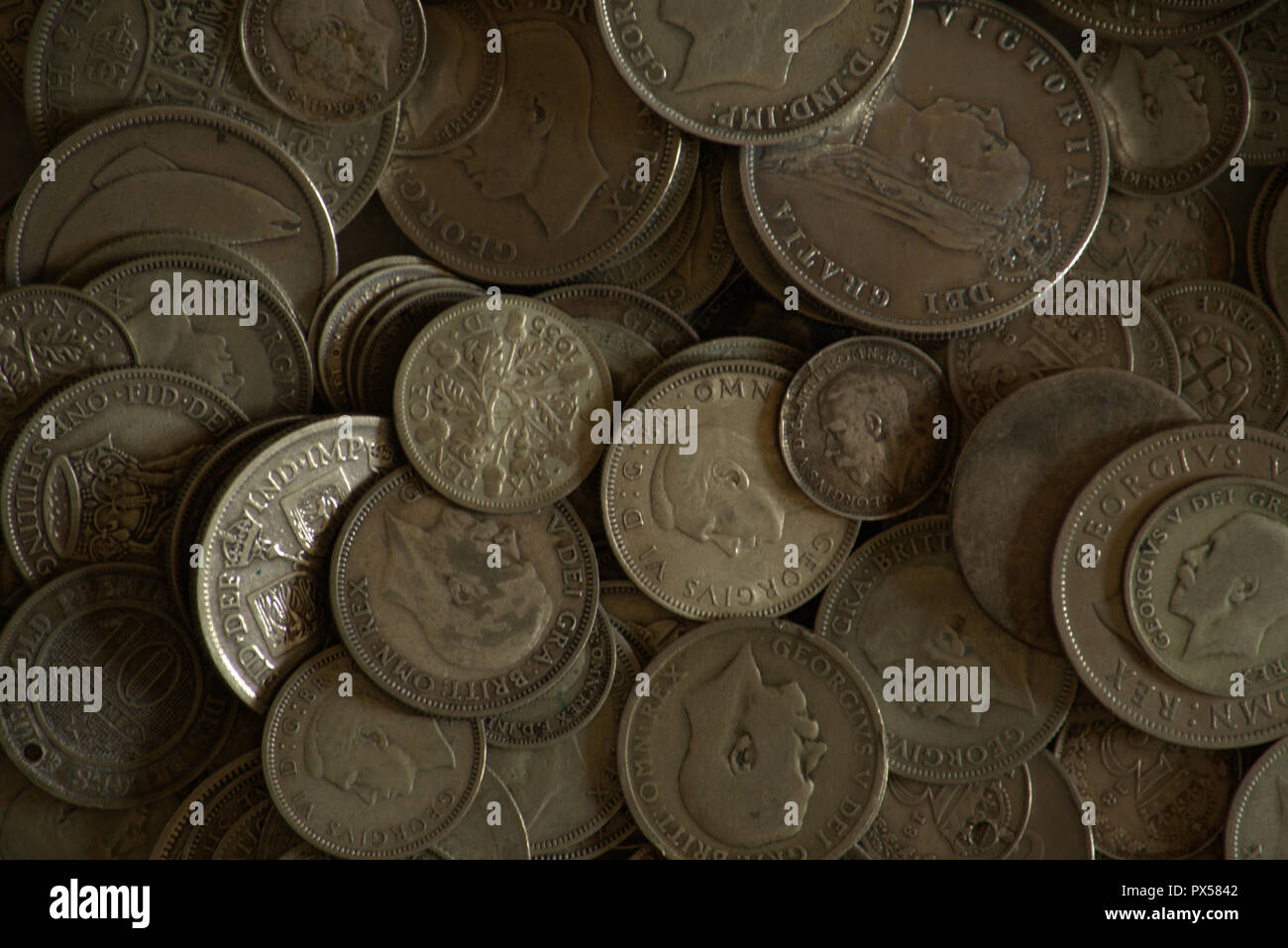 Old British silver coins Stock Photo - Alamy