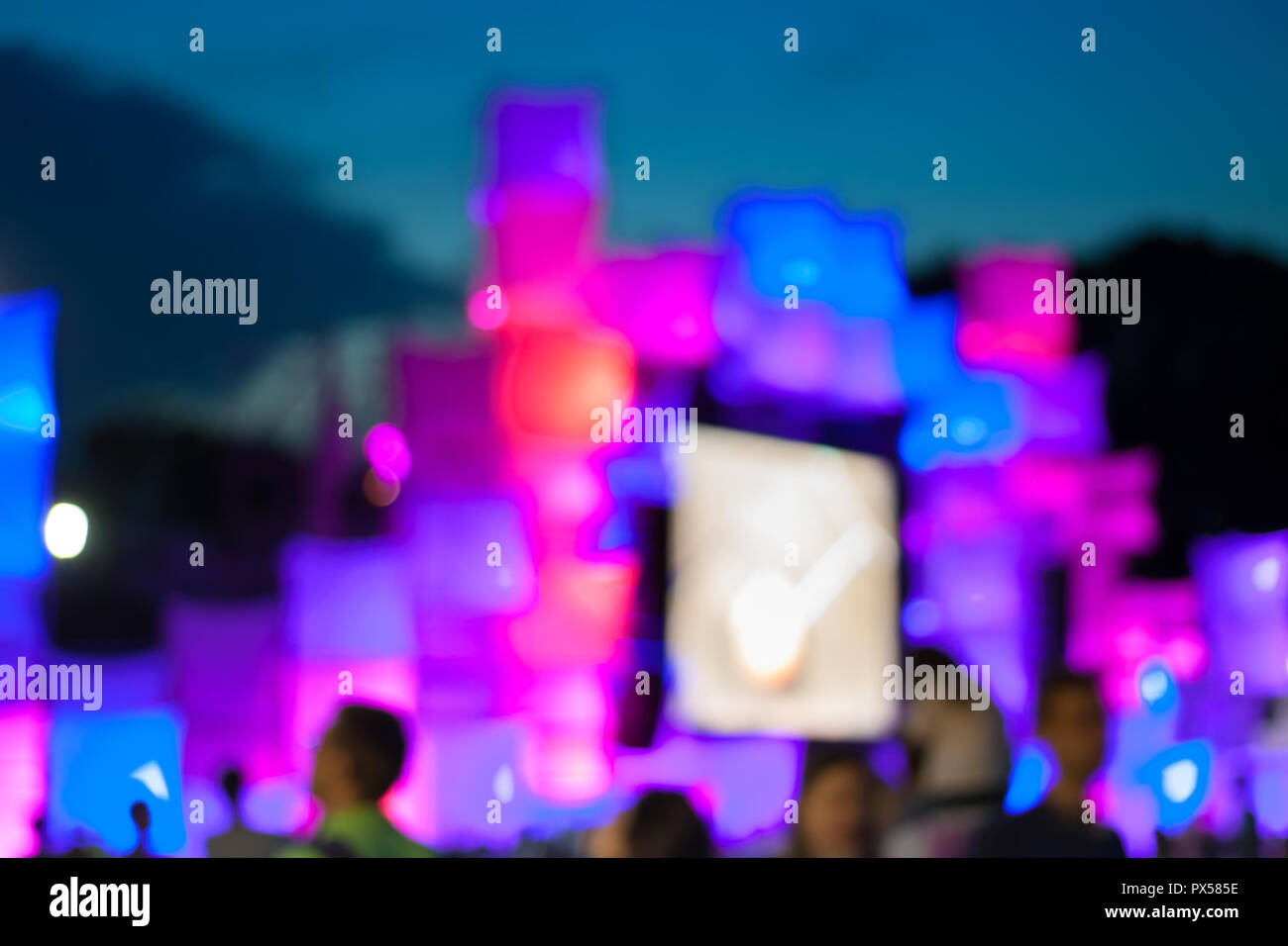 Blurry concert stage background at night. Defocused background Stock ...