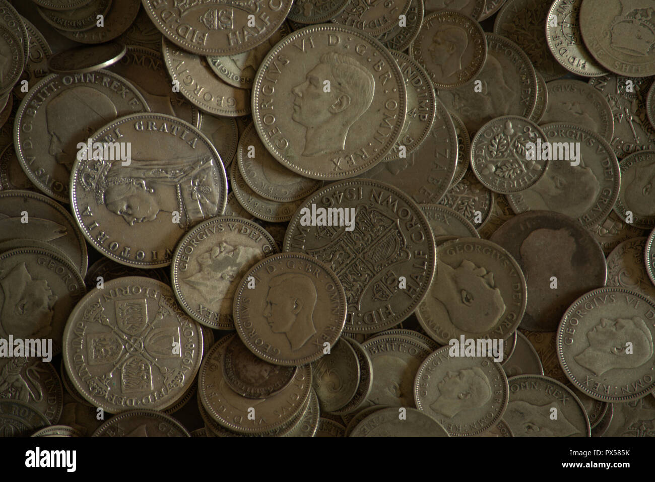 Old British silver coins Stock Photo - Alamy