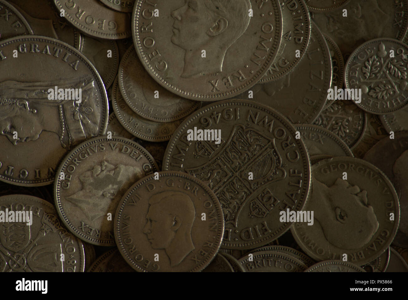 Old British silver coins Stock Photo - Alamy