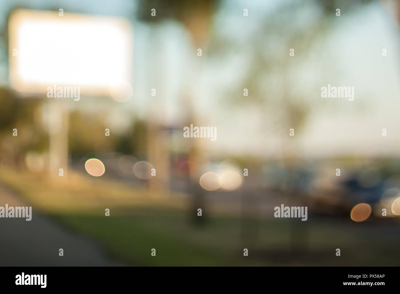 Beautiful sunset city bokeh. Blurred background photo Stock Photo - Alamy