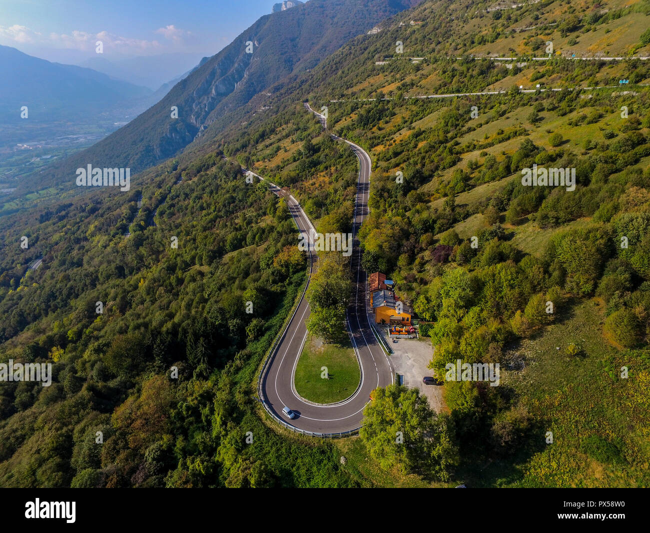 Aerial view of a mountain road Stock Photo - Alamy