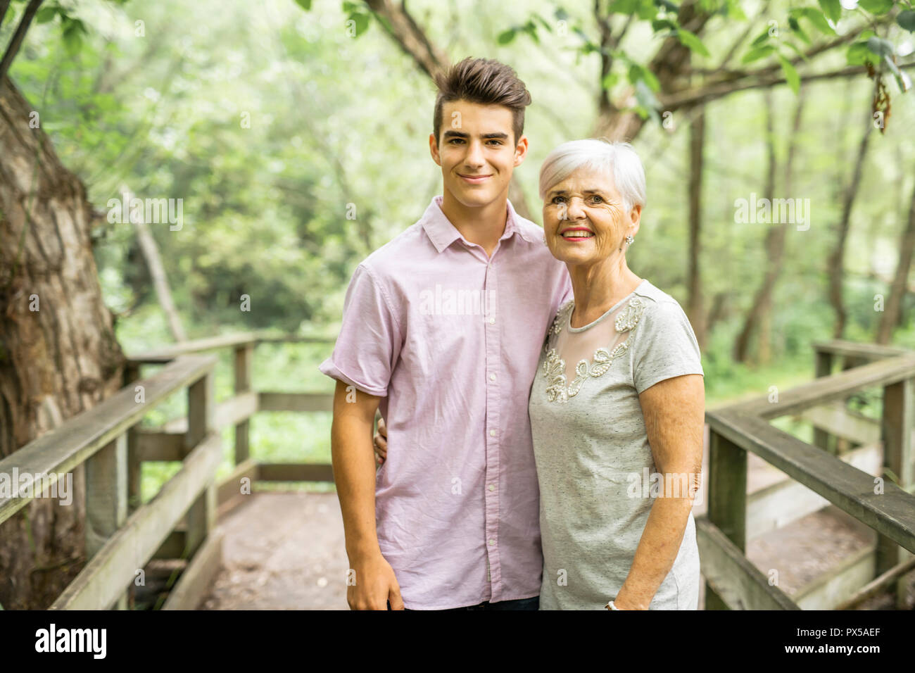 Grandmother and grandson spend the weekend in the park Stock Photo - Alamy
