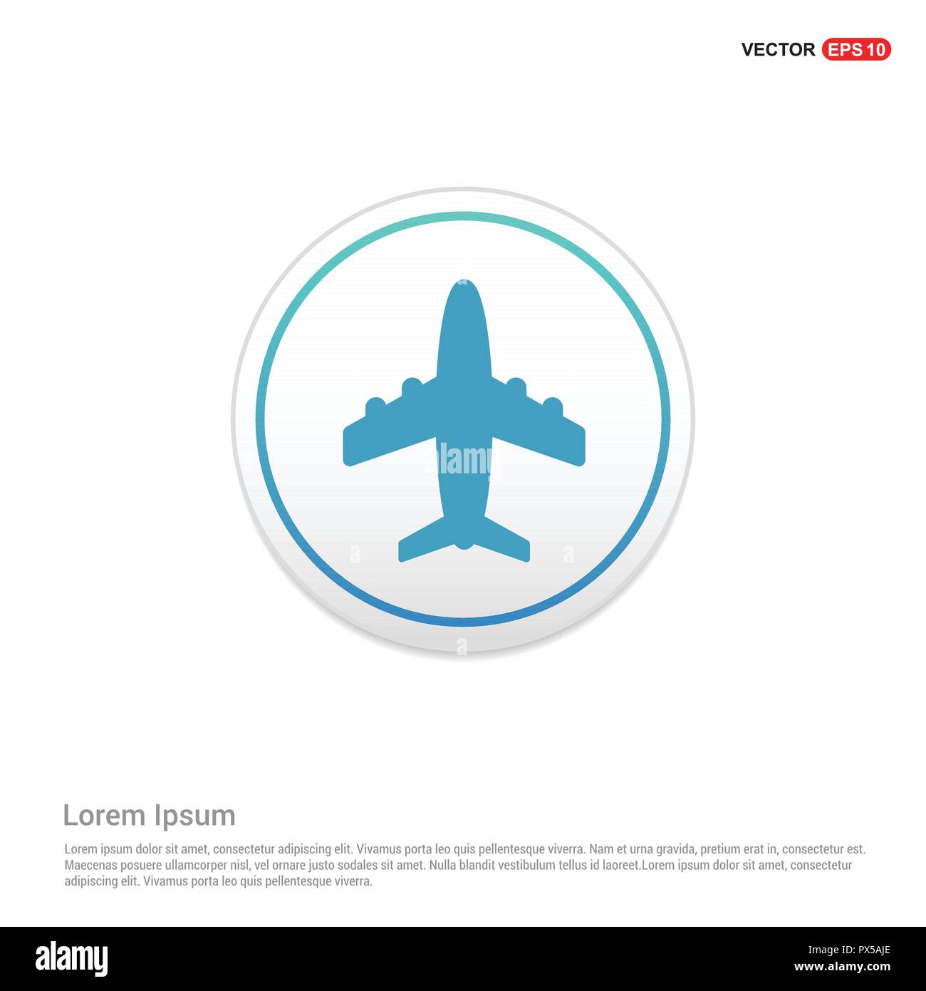Airplane icon - white circle button Stock Vector Image & Art - Alamy