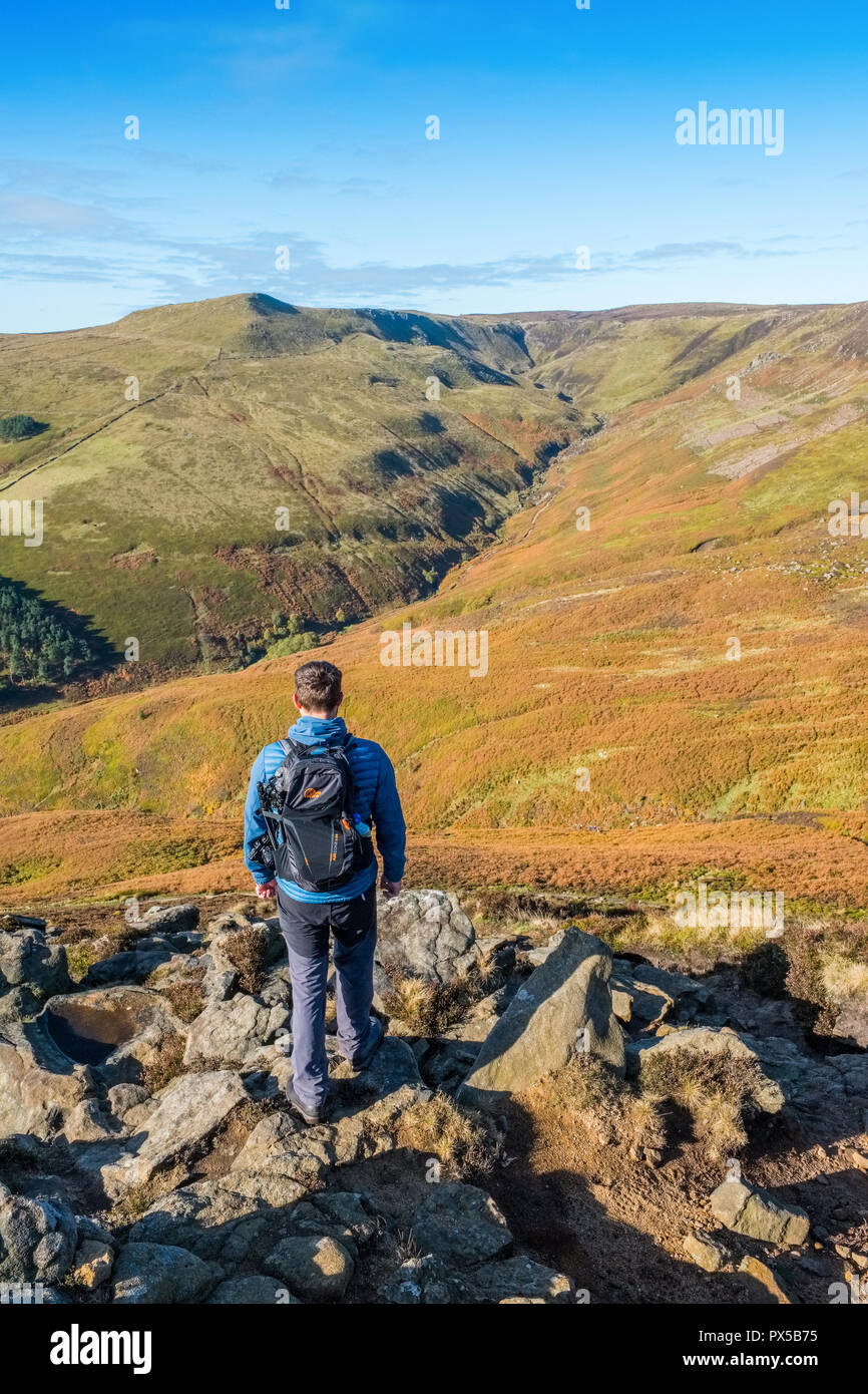 Man in his twenties + Grindslow Knoll and Grindsbrook Clough from ...