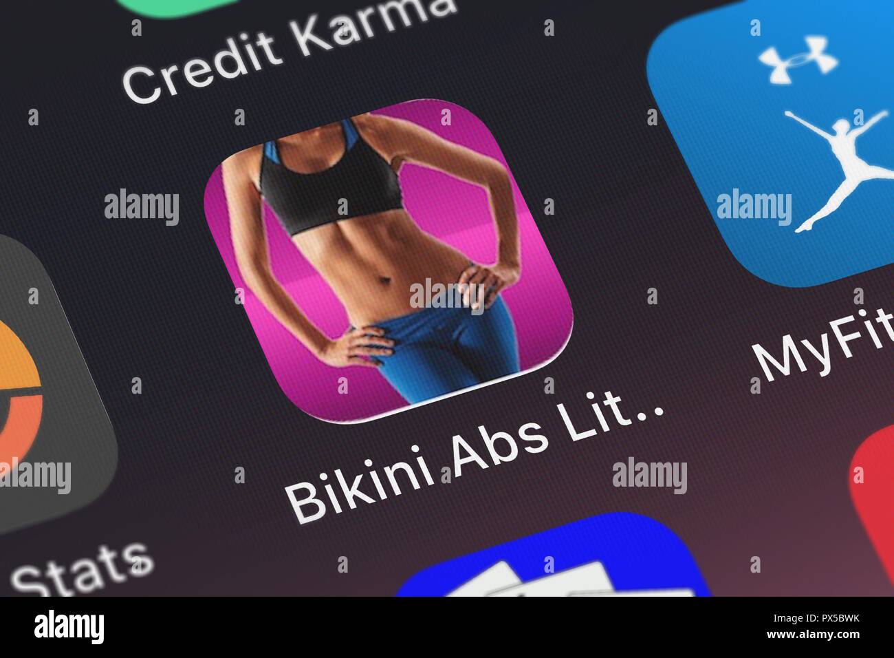 London, United Kingdom - October 19, 2018: Close-up shot of App ...