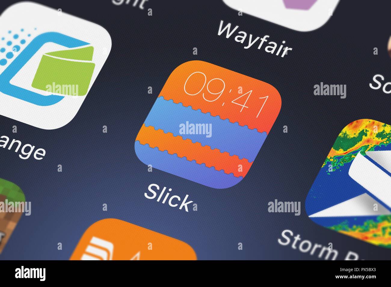 London, United Kingdom - October 19, 2018: Close-up shot of the Slick ...