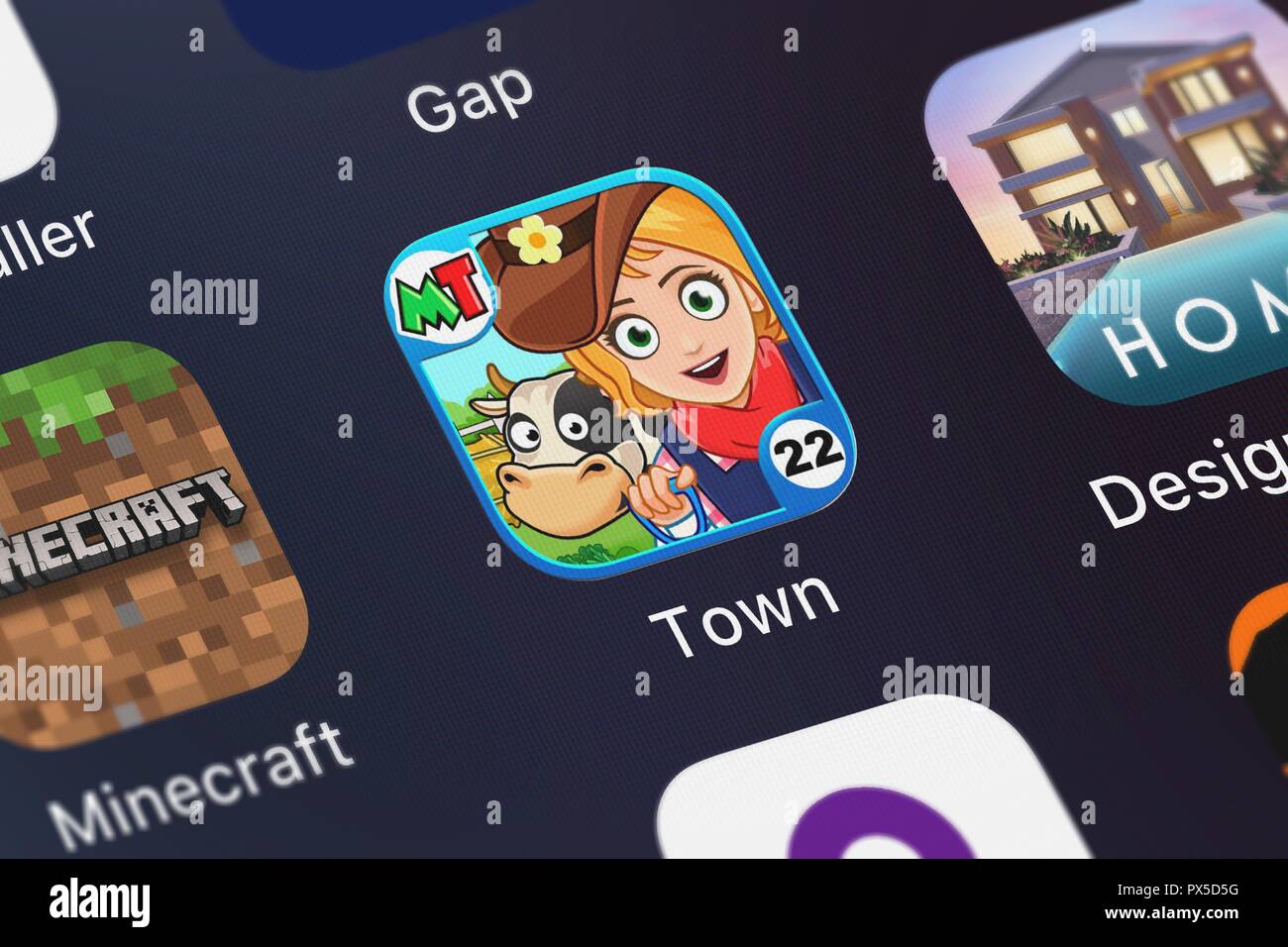 London, United Kingdom - October 19, 2018: Close-up shot of My Town ...