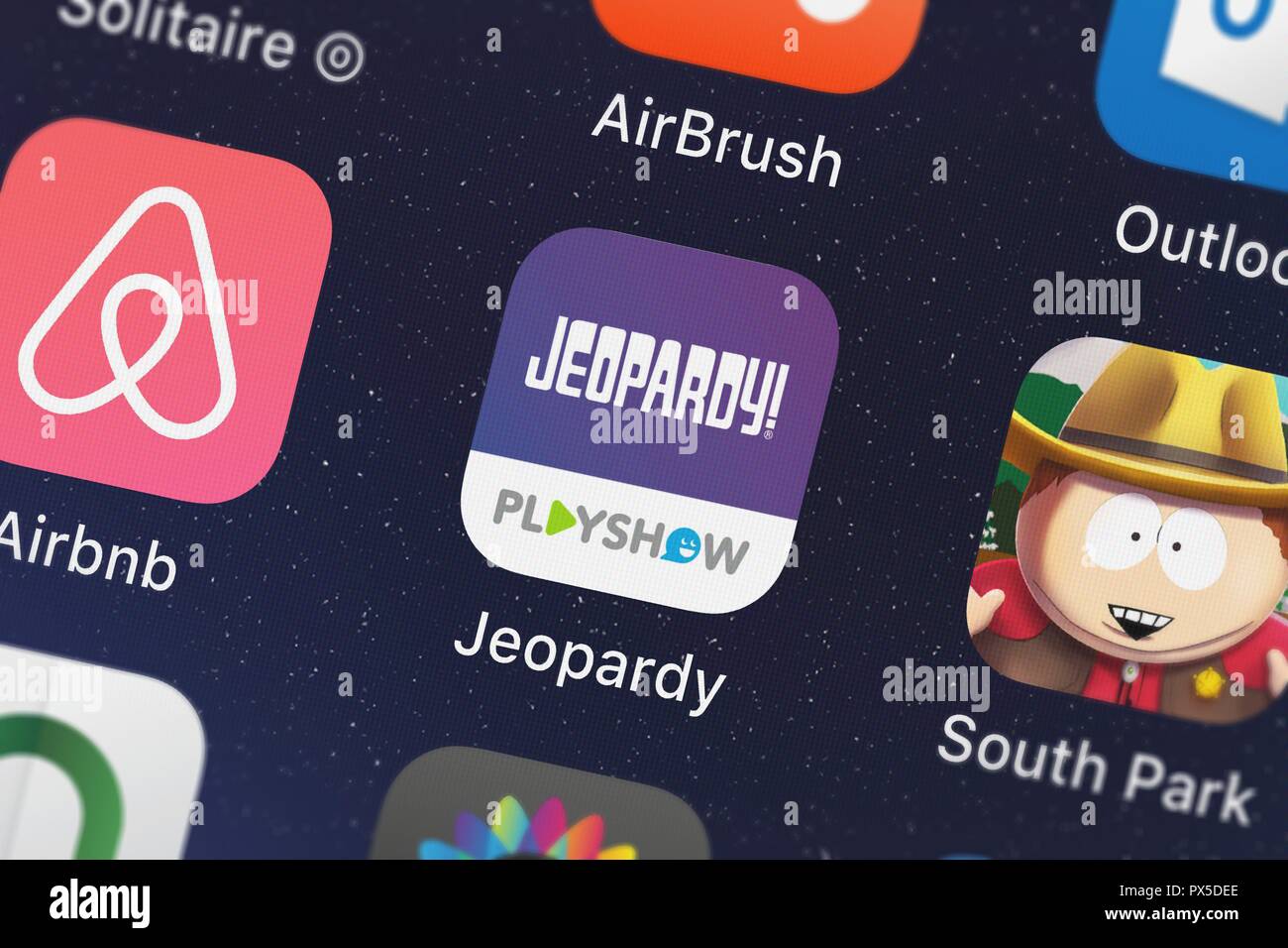 London, United Kingdom - October 19, 2018: Icon of the mobile app Jeopardy PlayShow from Sony ...