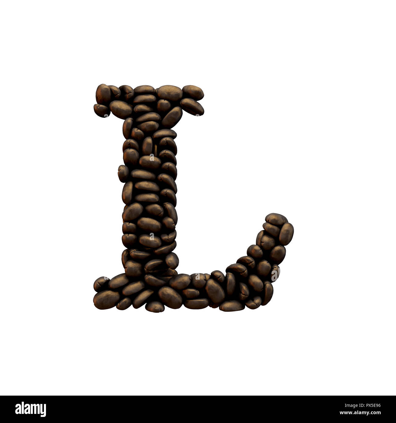 Letter L coffee bean alphabet lettering. 3D Rendering Stock Photo - Alamy