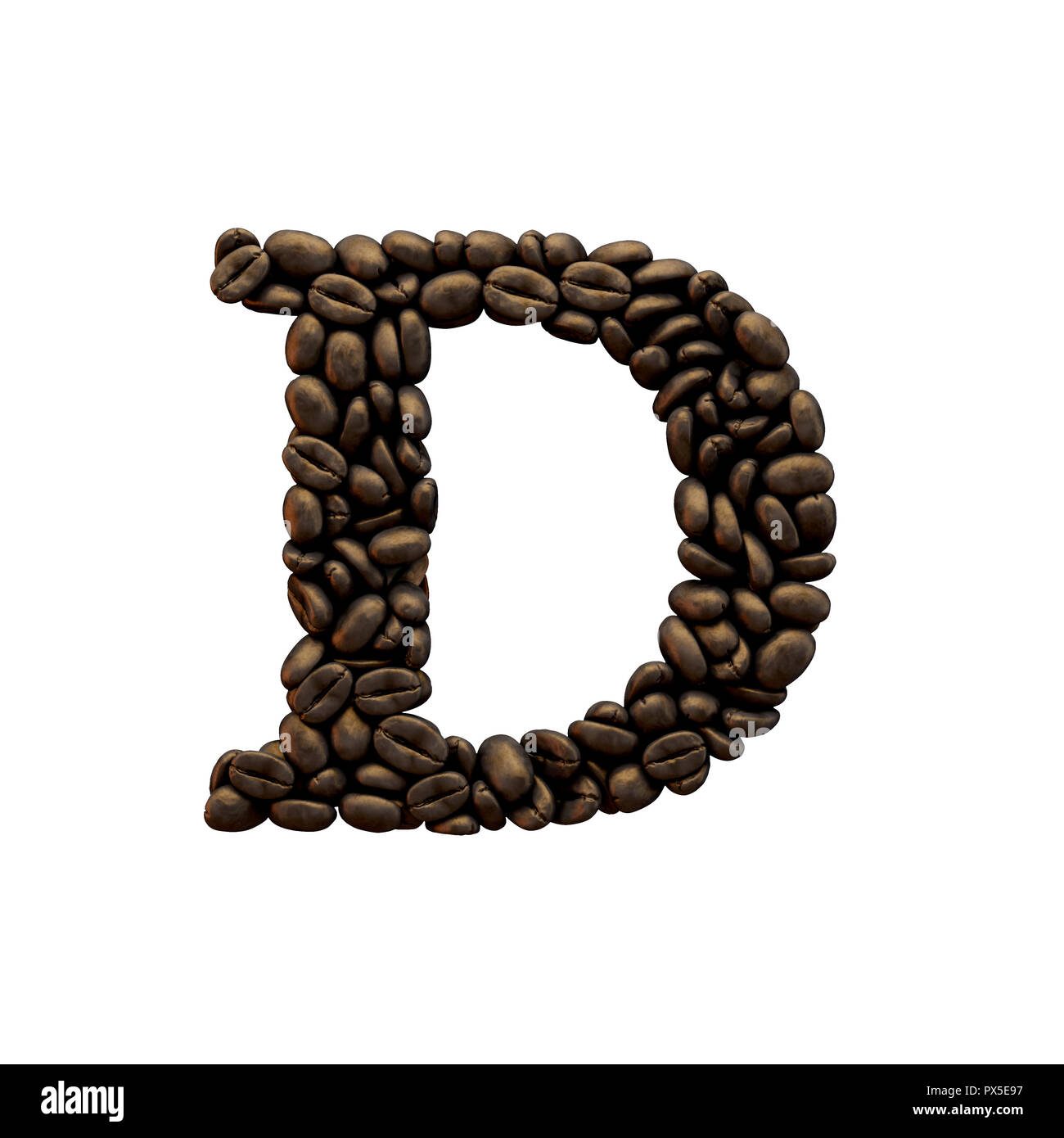 Letter D coffee bean alphabet lettering. 3D Rendering Stock Photo - Alamy