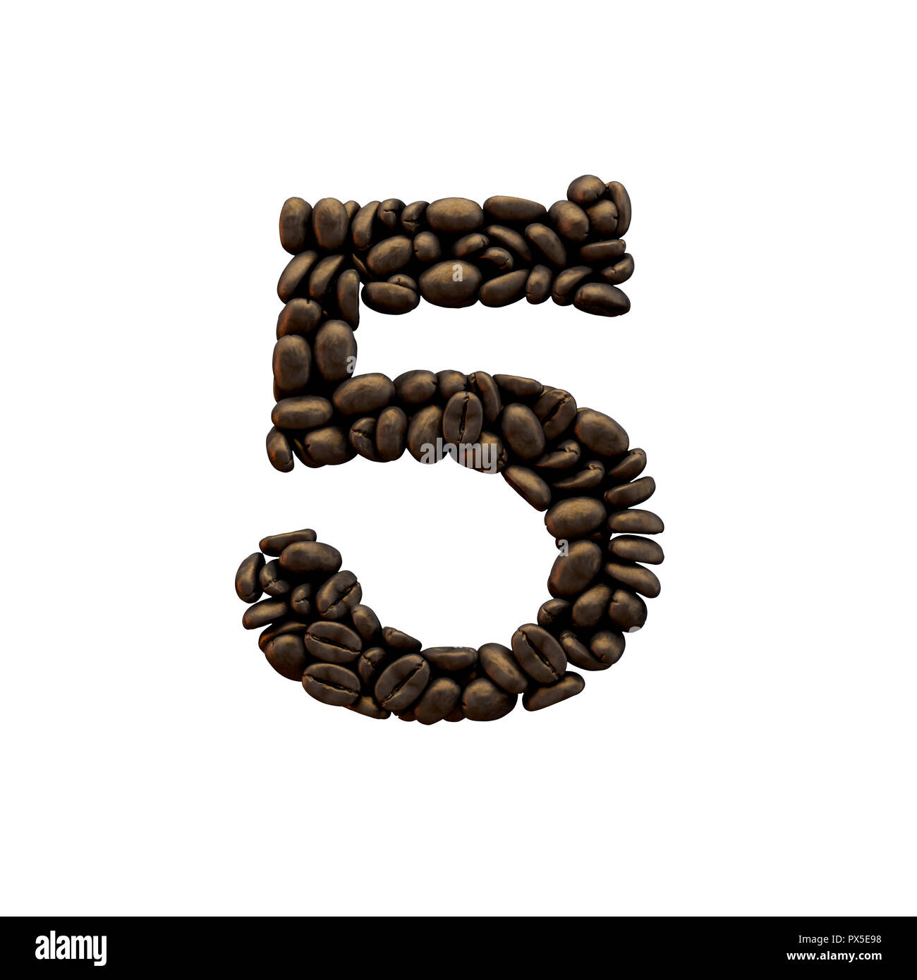 Number 5 coffee bean font lettering. 3D Rendering Stock Photo - Alamy