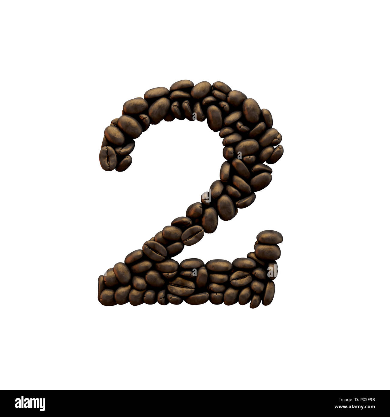 Number 2 coffee bean font lettering. 3D Rendering Stock Photo - Alamy
