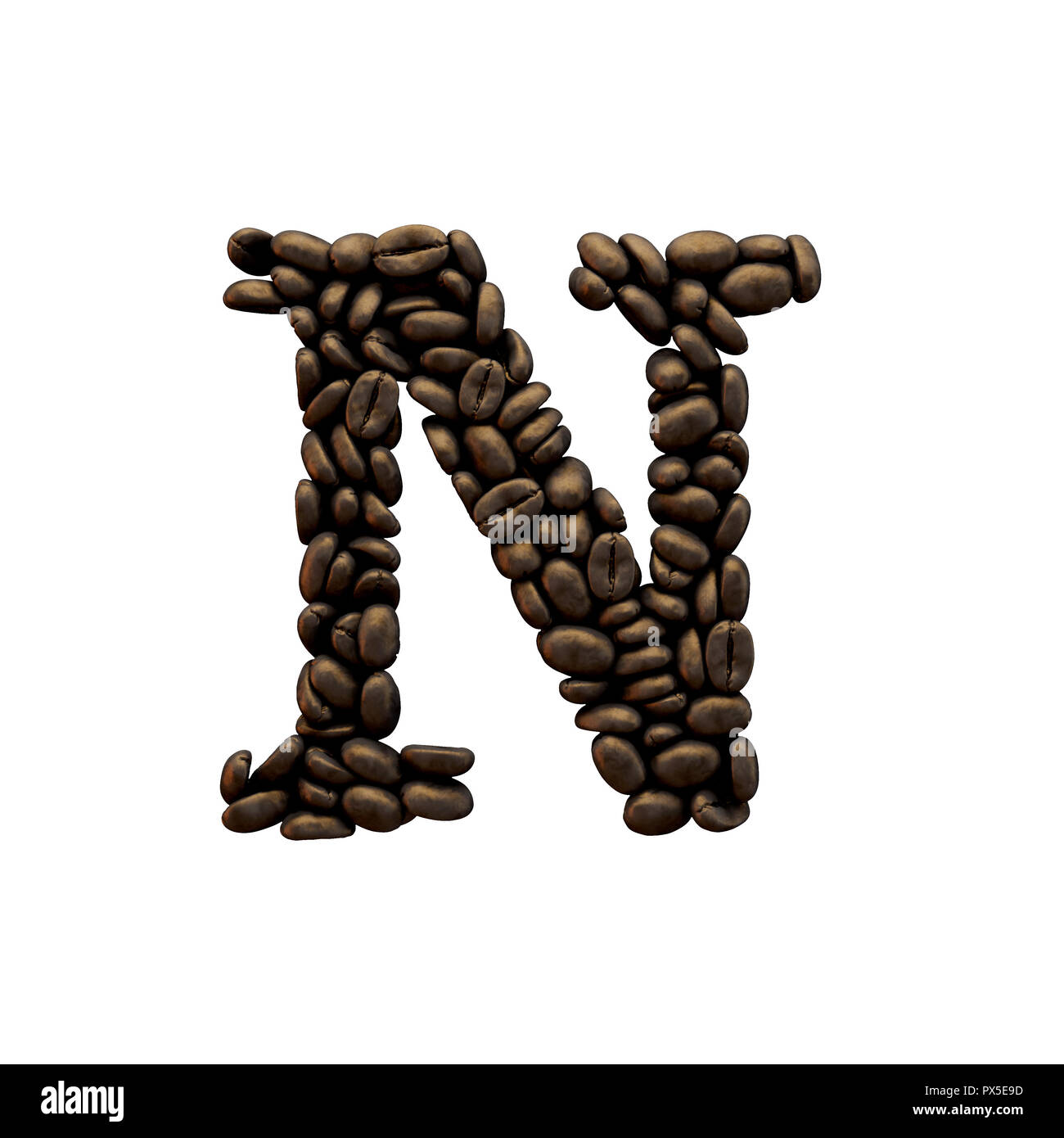 Letter N coffee bean alphabet lettering. 3D Rendering Stock Photo - Alamy