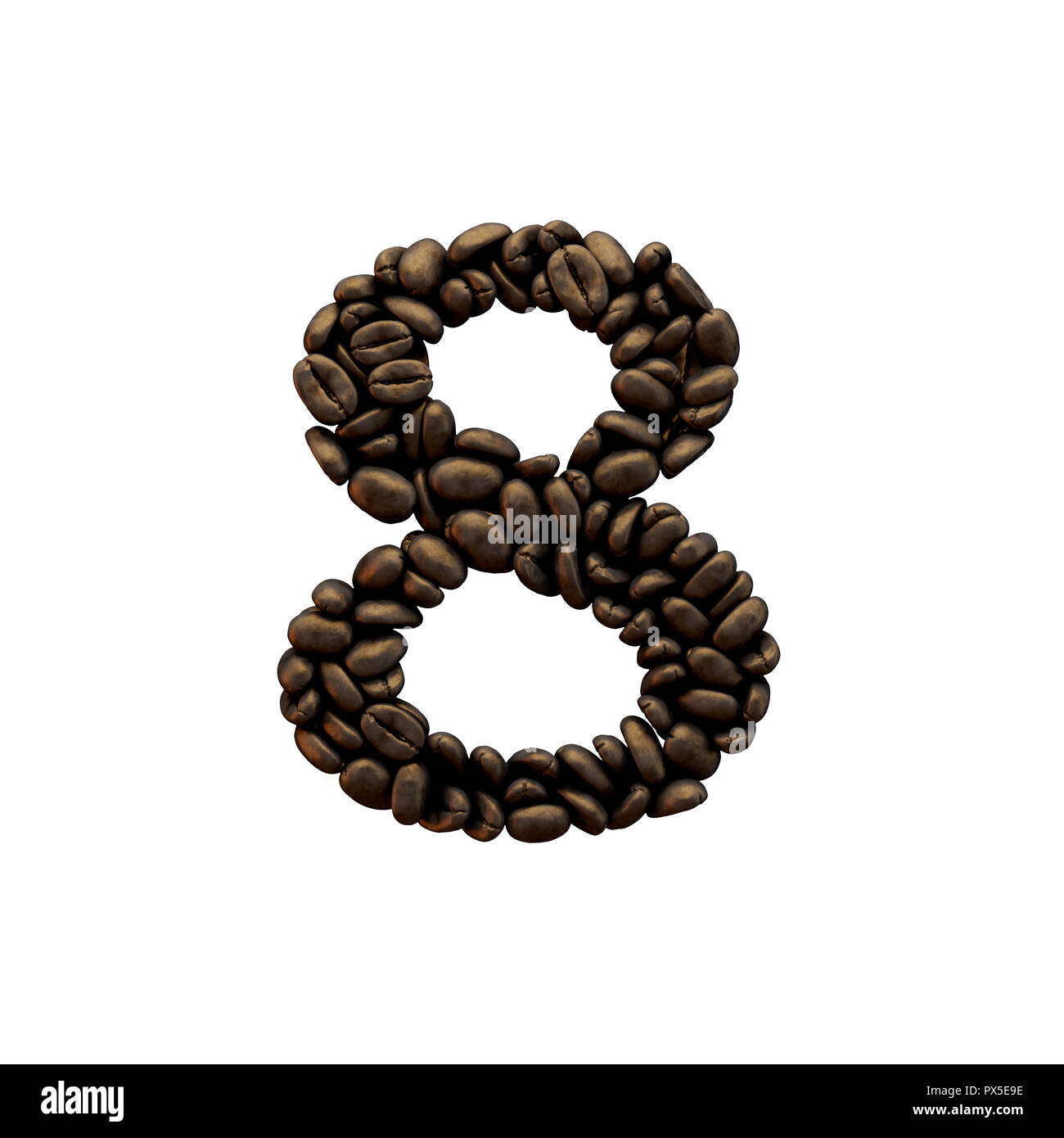 Number 8 coffee bean font lettering. 3D Rendering Stock Photo - Alamy