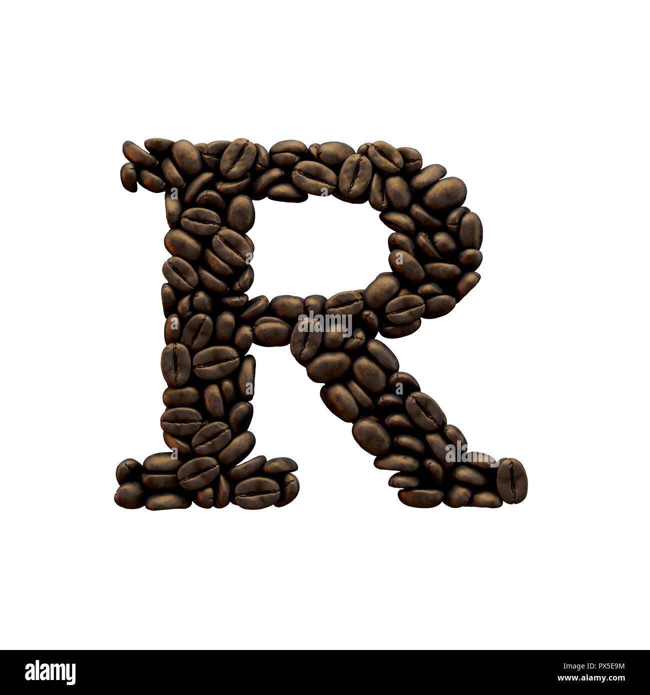 Letter R coffee bean alphabet lettering. 3D Rendering Stock Photo - Alamy